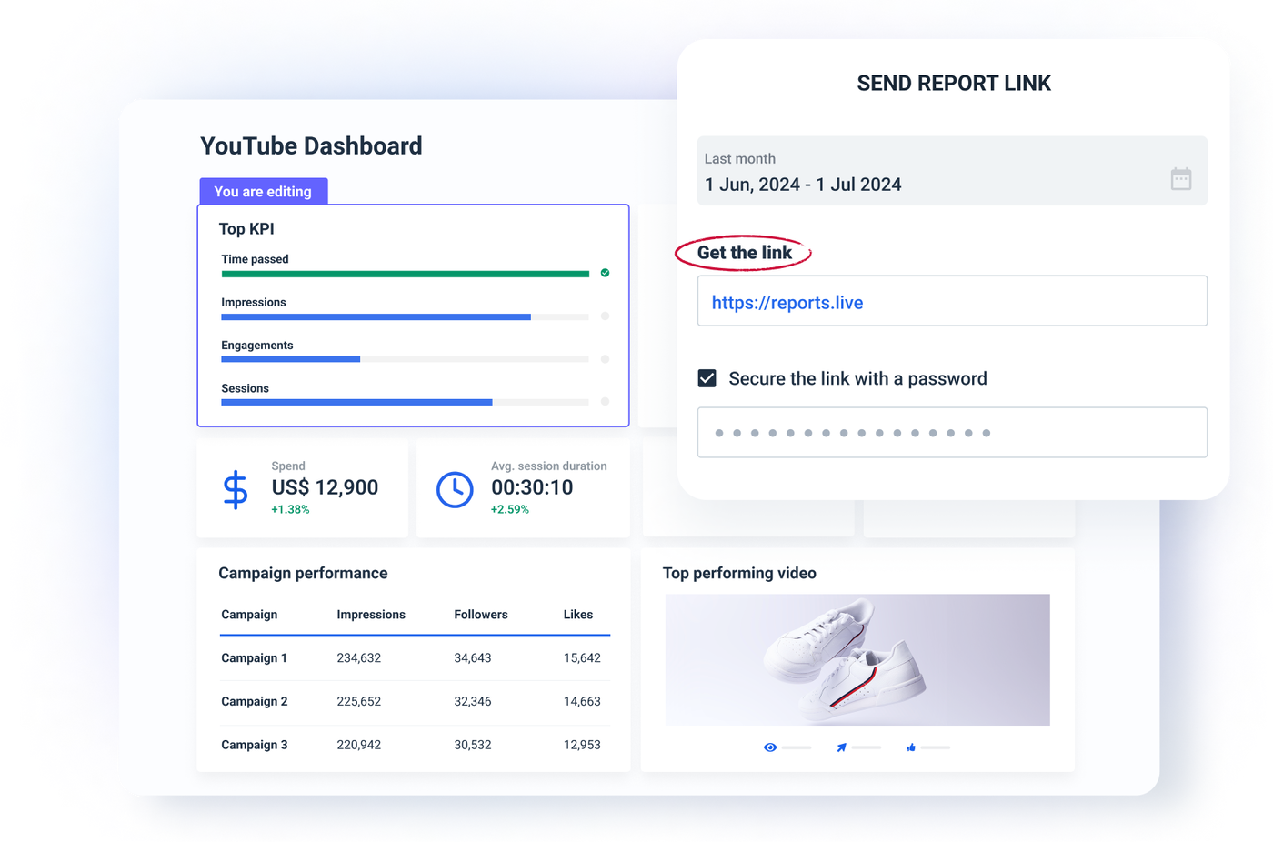 YouTube Dashboard Template for Marketers | Whatagraph