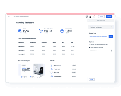 Share Ad-Hoc Reports with our Live Dashboard | Whatagraph