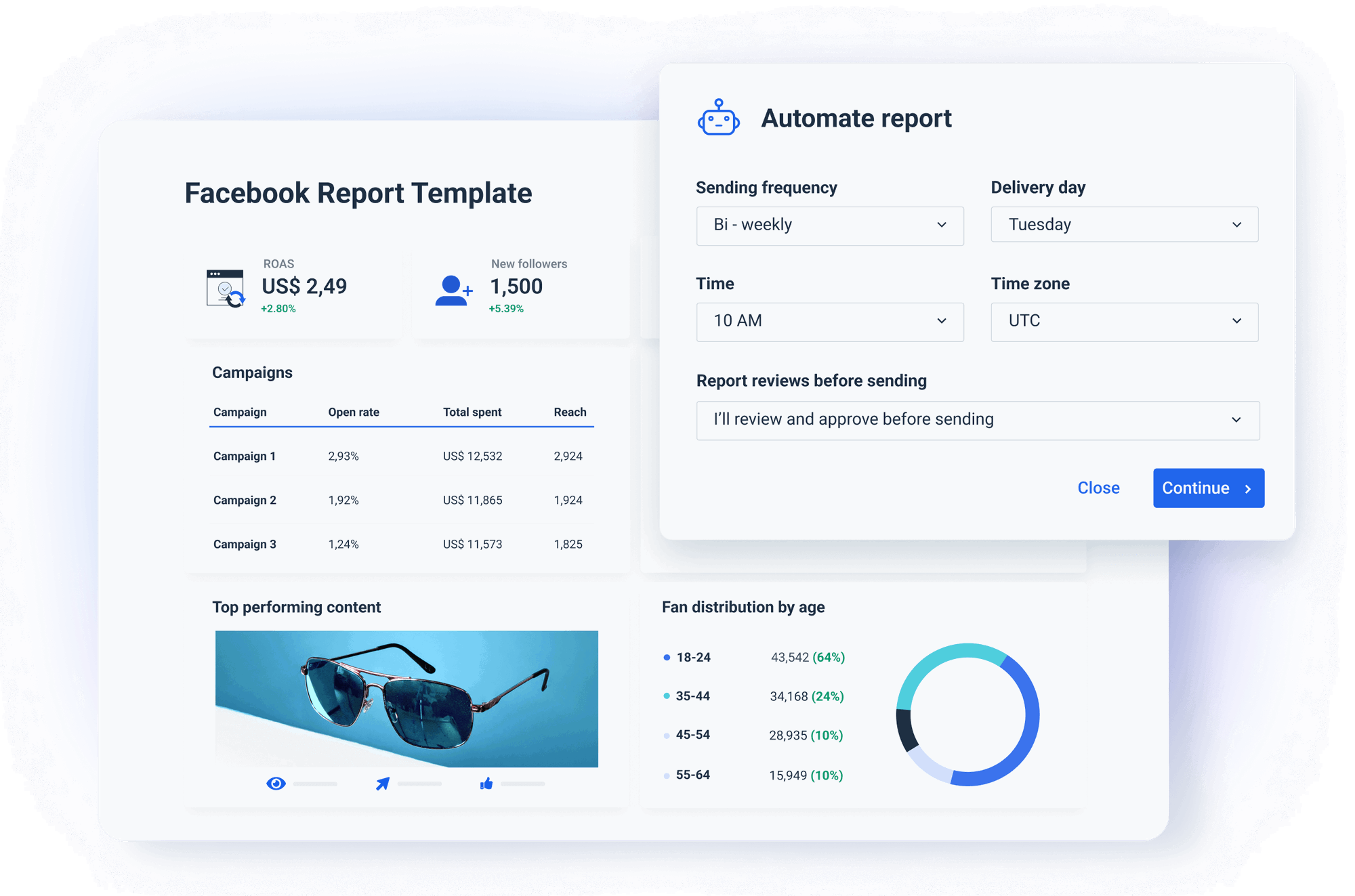 Facebook Report Template for Marketers | Whatagraph