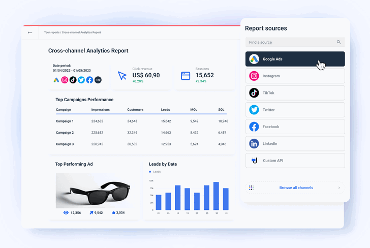 Cross-Channel Analytics Report Template - Ready to Use | Whatagraph