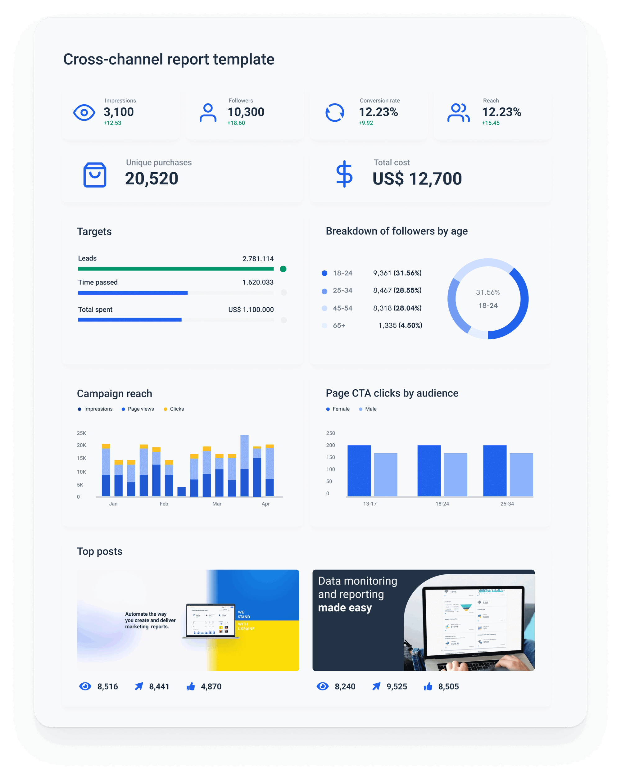 Get a Pre-Made Facebook Ads Report Template | Whatagraph