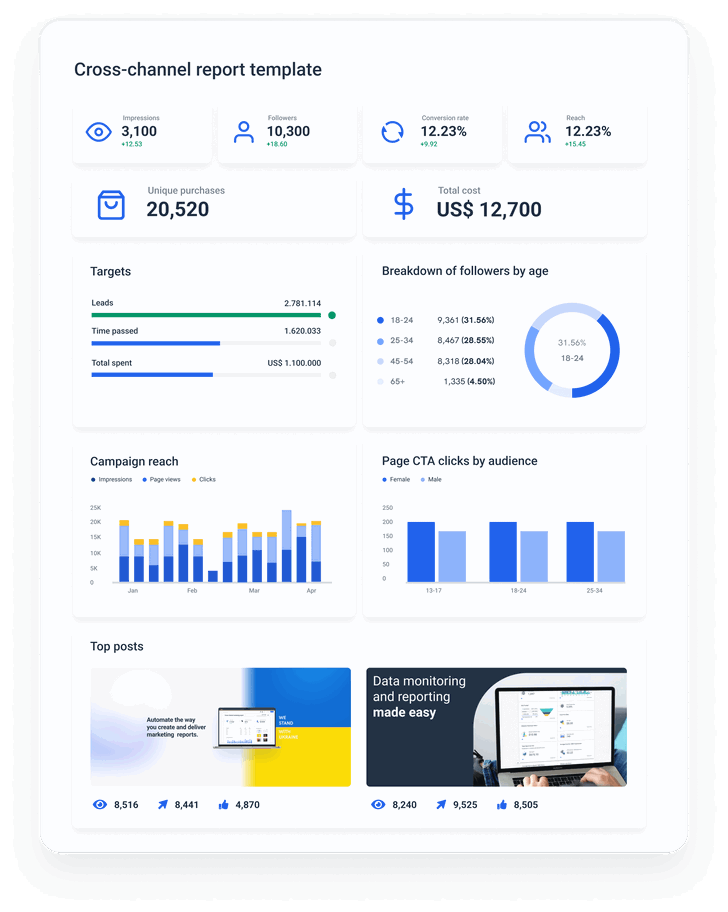 Google Ads (Adwords) Report Template for Marketers | Whatagraph