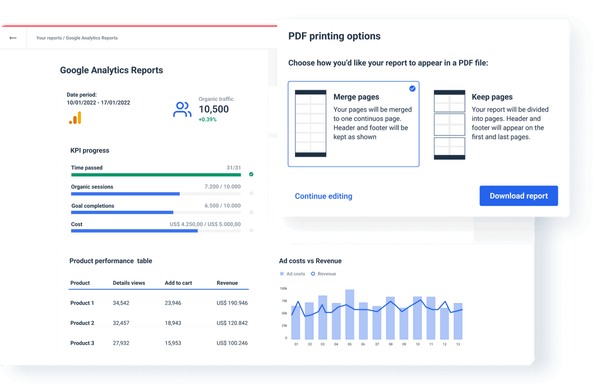 Google Analytics PDF Report for Agencies | Whatagraph