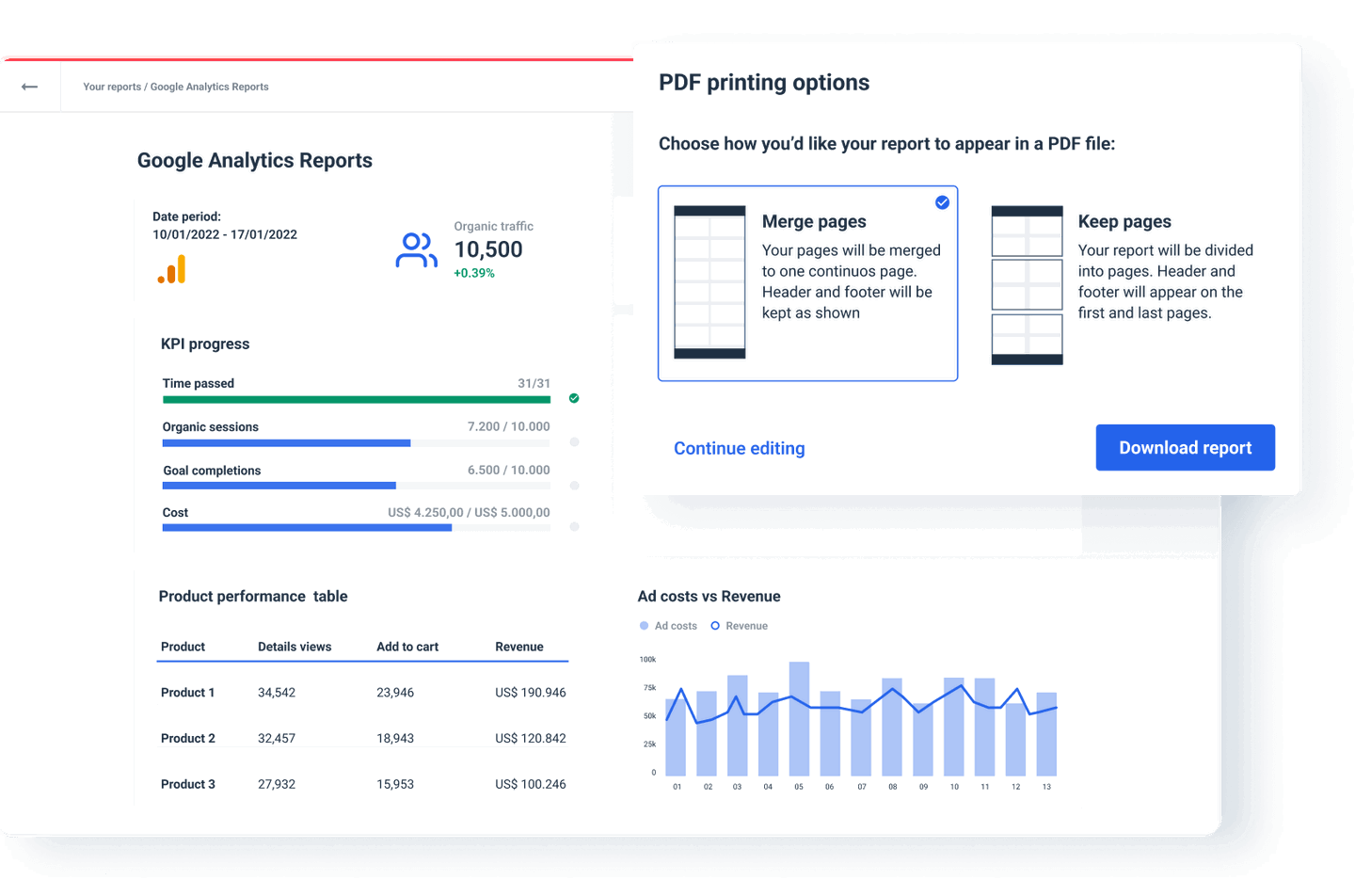 Google Analytics PDF Report for Agencies | Whatagraph