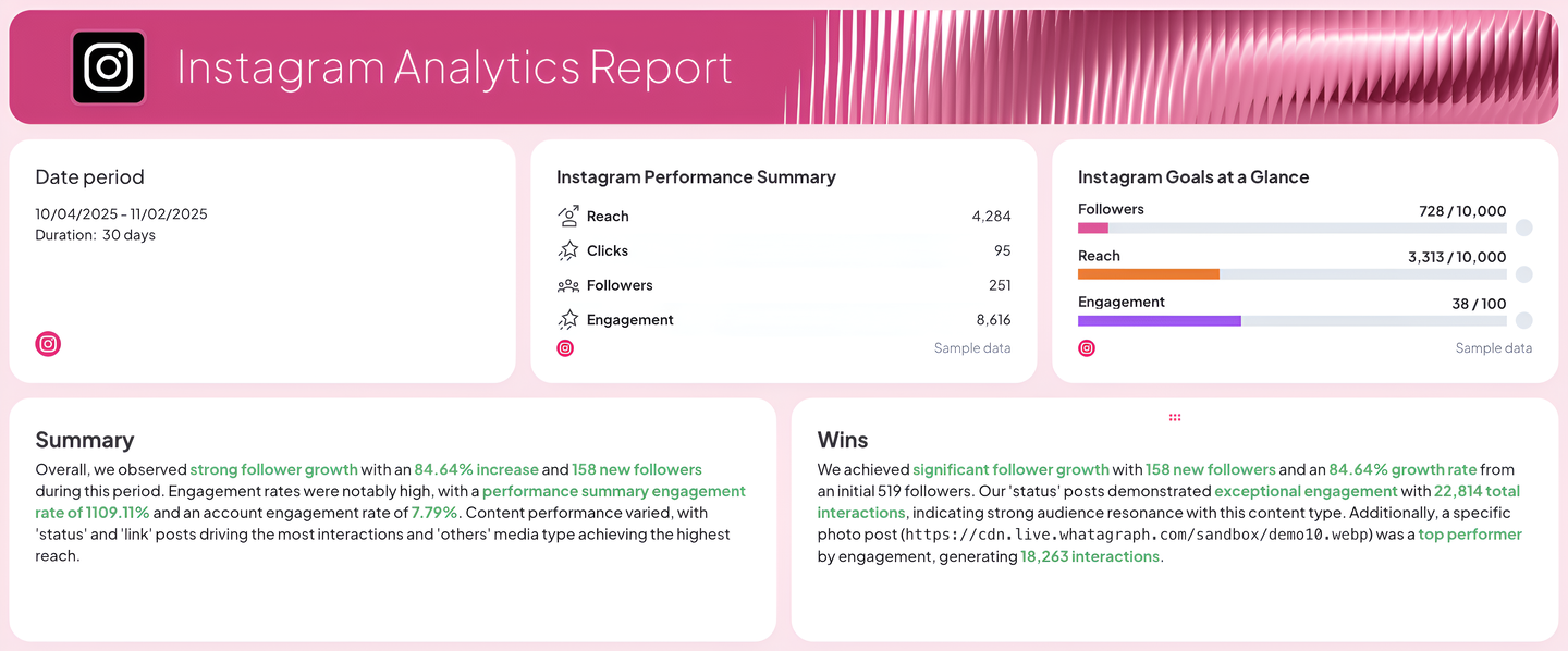 Free Instagram Report Template | Analytics & Performance Tool | Whatagraph