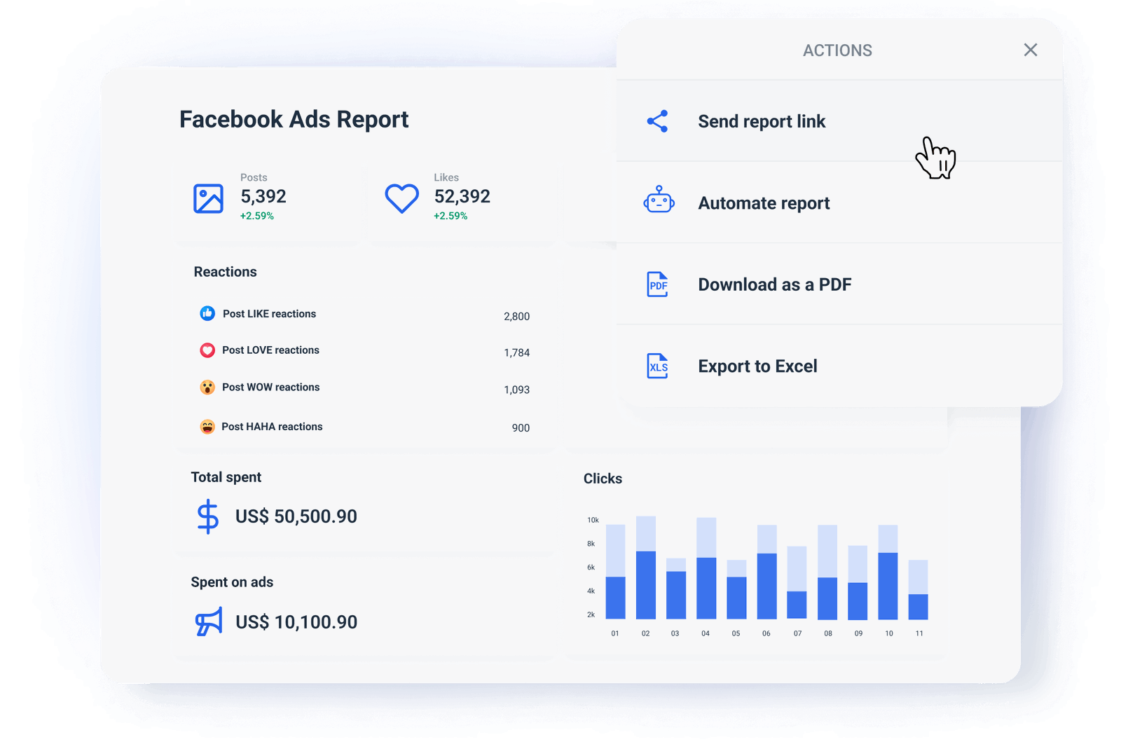 Stunning Facebook Ads Report Template for Clients | Whatagraph