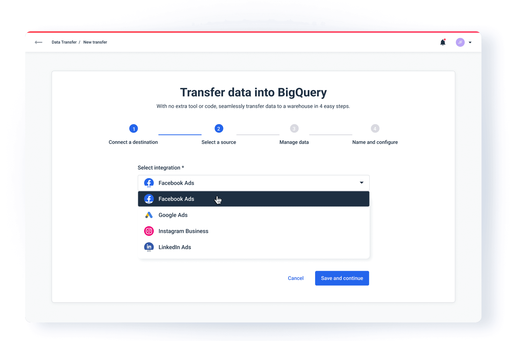 Transfer Marketing Data to Google BigQuery | Whatagraph
