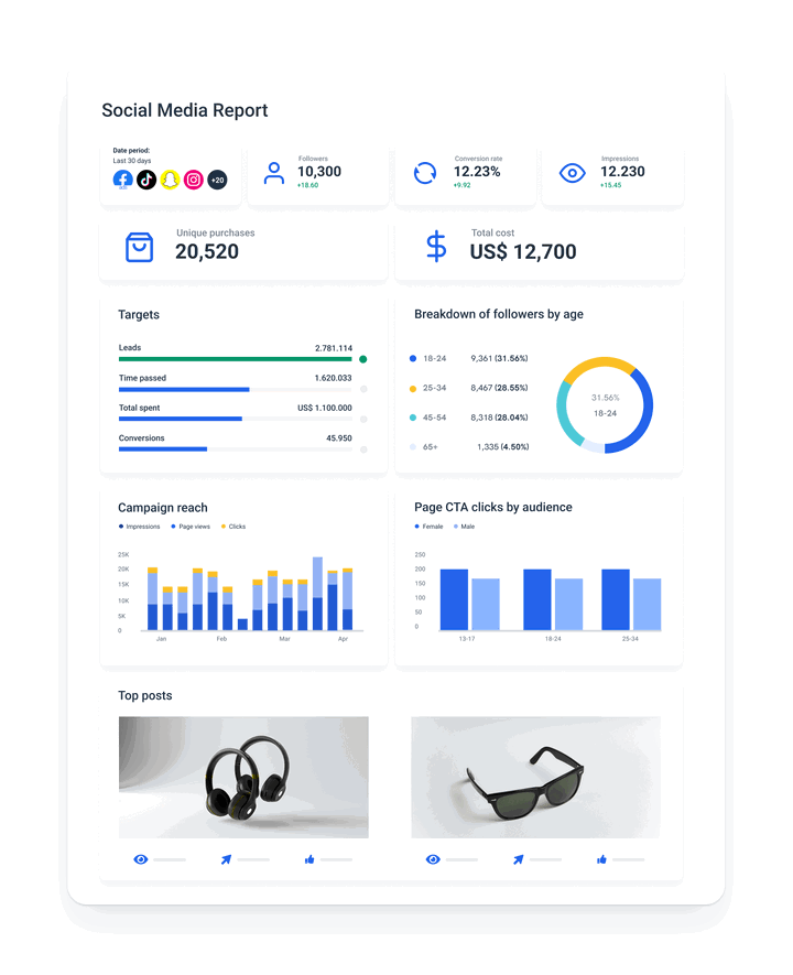 How to Build a Social Media Analytic Report: Tips & Templates | Whatagraph