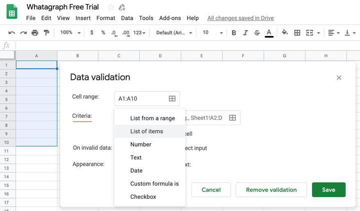 How to Create a Dropdown List in Google Sheets | Whatagraph