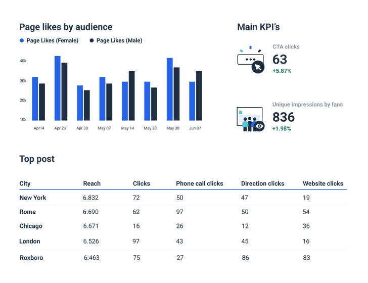 Facebook Analytics Report Template for Agencies | Whatagraph