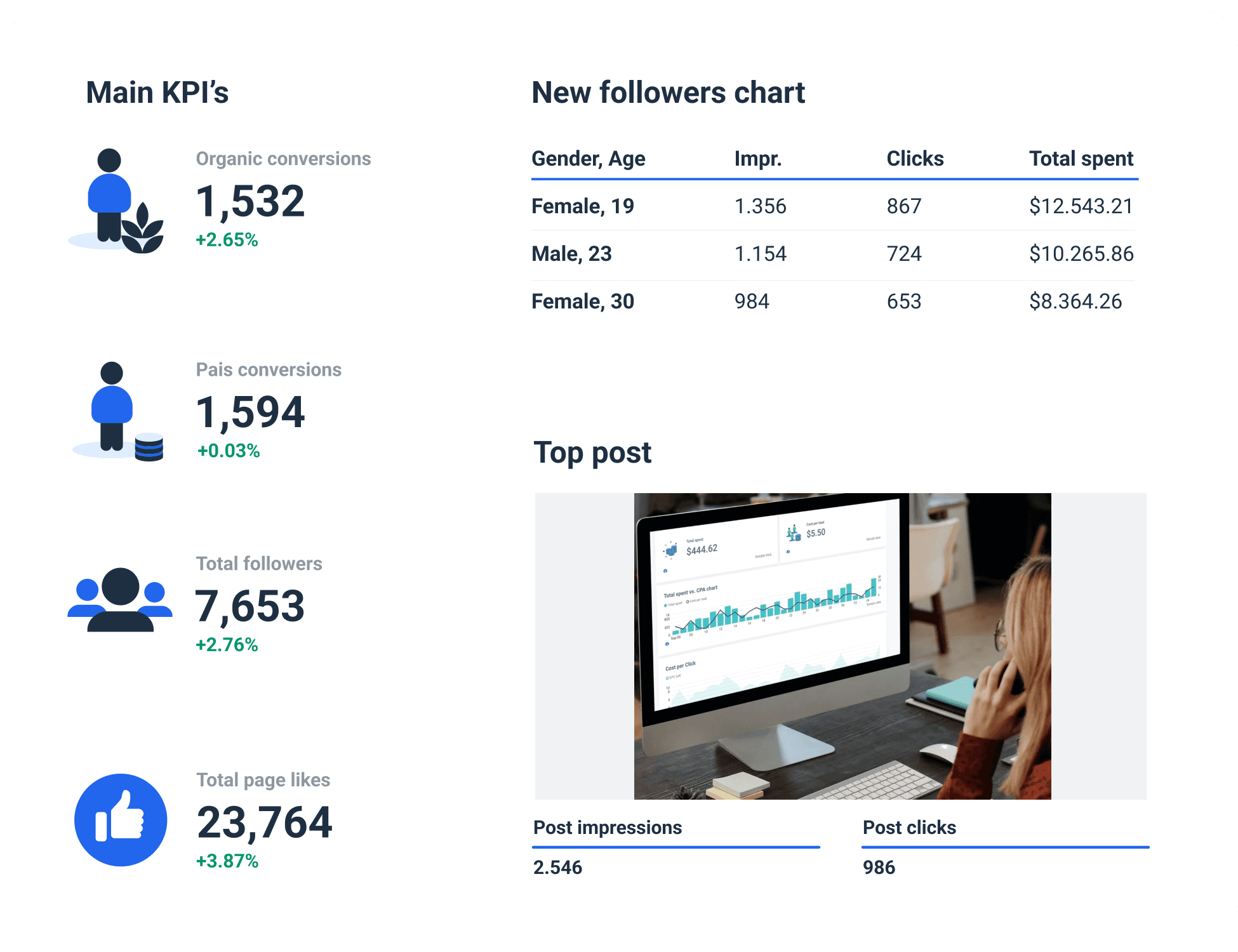 Facebook Analytics Report Template for Agencies | Whatagraph