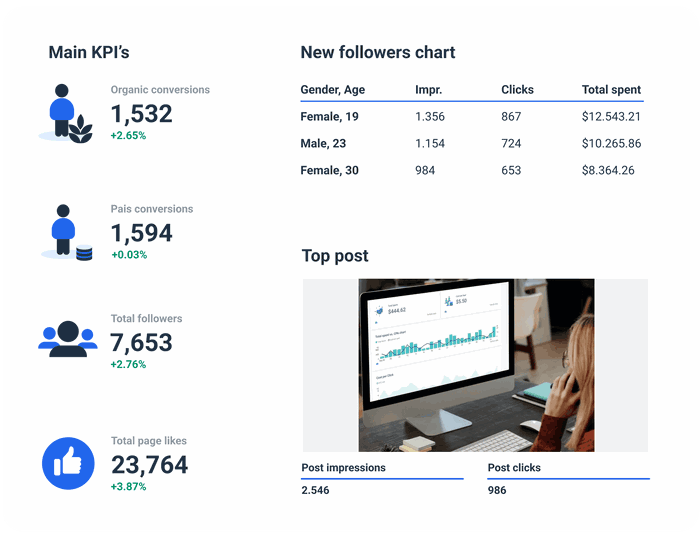 Facebook Analytics Report Template for Marketing Agencies | Whatagraph