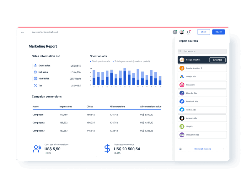 Whatagraph Features | Reporting Tool | Whatagraph